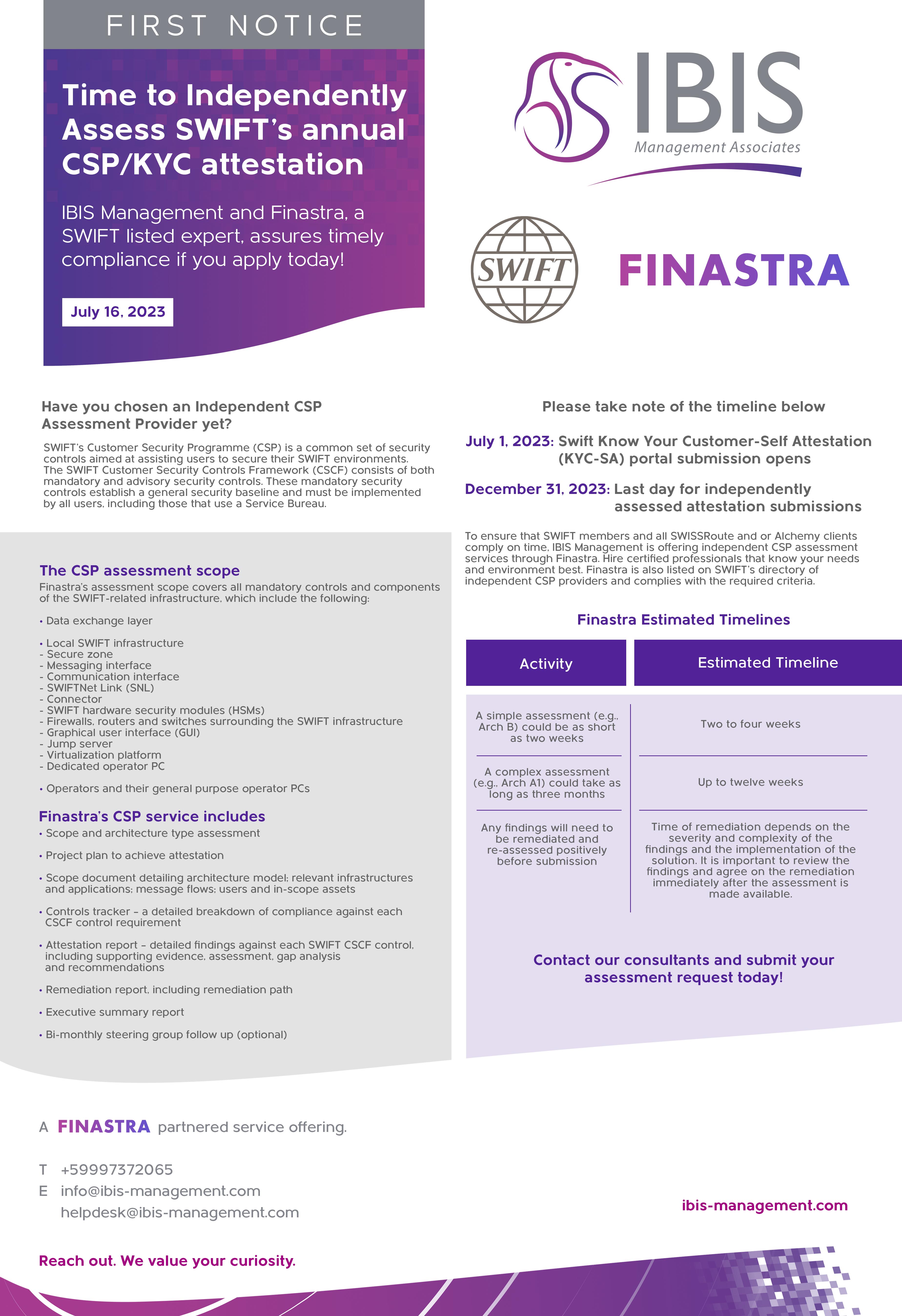 Swift Csp First Notice Ibis Management